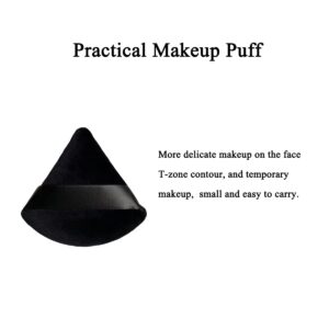 2 Pieces Powder Puff, Velour Triangle Powder Puffs for Face Powder Eyes Contouring, Soft Makeup Puff for Mixed Powder Flawless Loose Powder Cosmetic Foundation Makeup Tool(Black)