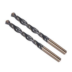 cocud twist drill bits, 8mm cutting edge, titanium & nitride coated high speed steel 4341 round shank - (applications: for stainless steel drilling machine), 2-pieces