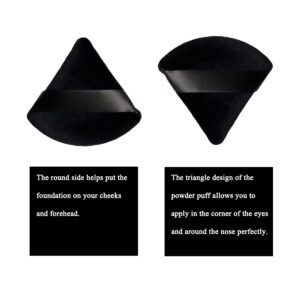 2 Pieces Powder Puff, Velour Triangle Powder Puffs for Face Powder Eyes Contouring, Soft Makeup Puff for Mixed Powder Flawless Loose Powder Cosmetic Foundation Makeup Tool(Black)