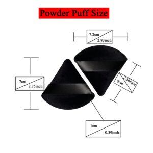 2 Pieces Powder Puff, Velour Triangle Powder Puffs for Face Powder Eyes Contouring, Soft Makeup Puff for Mixed Powder Flawless Loose Powder Cosmetic Foundation Makeup Tool(Black)