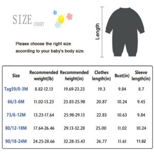 Egaivtya Newborn Baby Boys Girl Romper Infant Long Sleeve One-Piece Outfits Toddler Button Jumpsuits, 2 Pack(Blue Set,6-12M)