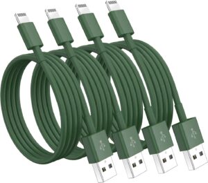 4 pack [apple mfi certified] apple charging cables 3ft, iphone chargers lightning cable 3 foot, fast iphone charging cord for iphone 14/14pro/13/13pro/12/11/11pro/11max/ x/xs/xr/xs max/8, ipad(green)