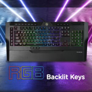 IOGEAR Gaming IKON II Gaming Keyboard, 124 Keys, Volume Control, 28 Anti-ghosting Keys, RGB Backlit, Windows Gaming PC, MacBook, Chromebooks, GKB705