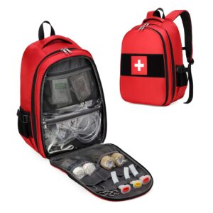 gatycallaty first aid backpack emergency medicine bag empty survival trauma bags first responder for outdoor travel office (medical red)