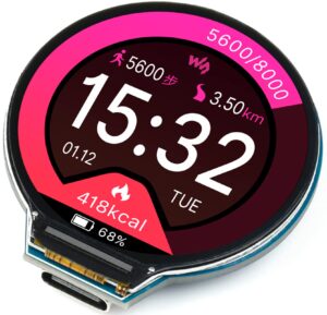 waveshare based on raspberry pi rp2040,rp2040 mcu board with 1.28inch round lcd 240x240 pixels 65k colorful ips lcd display,accelerometer and gyroscope sensor, usb type c port