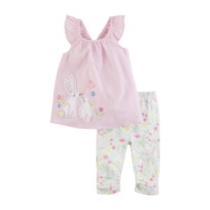 mud pie baby girl bunny tunic & capri set, pink, 5 toddler