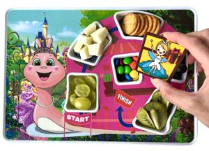 k'onijo fun picky eaters maze plate adventure: unlock new tastes, follow the path to the hidden treat! fairy princess themed