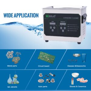 U.S. Solid Ultrasonic Cleaner, 40 KHz Stainless Steel Ultrasonic Cleaning Machine with Digital Timer and Heater for Industrial and Jewelry, 176?, FCC,CE,RoHS (15L)