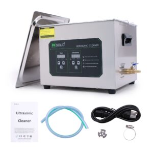 U.S. Solid Ultrasonic Cleaner, 40 KHz Stainless Steel Ultrasonic Cleaning Machine with Digital Timer and Heater for Industrial and Jewelry, 176?, FCC,CE,RoHS (15L)