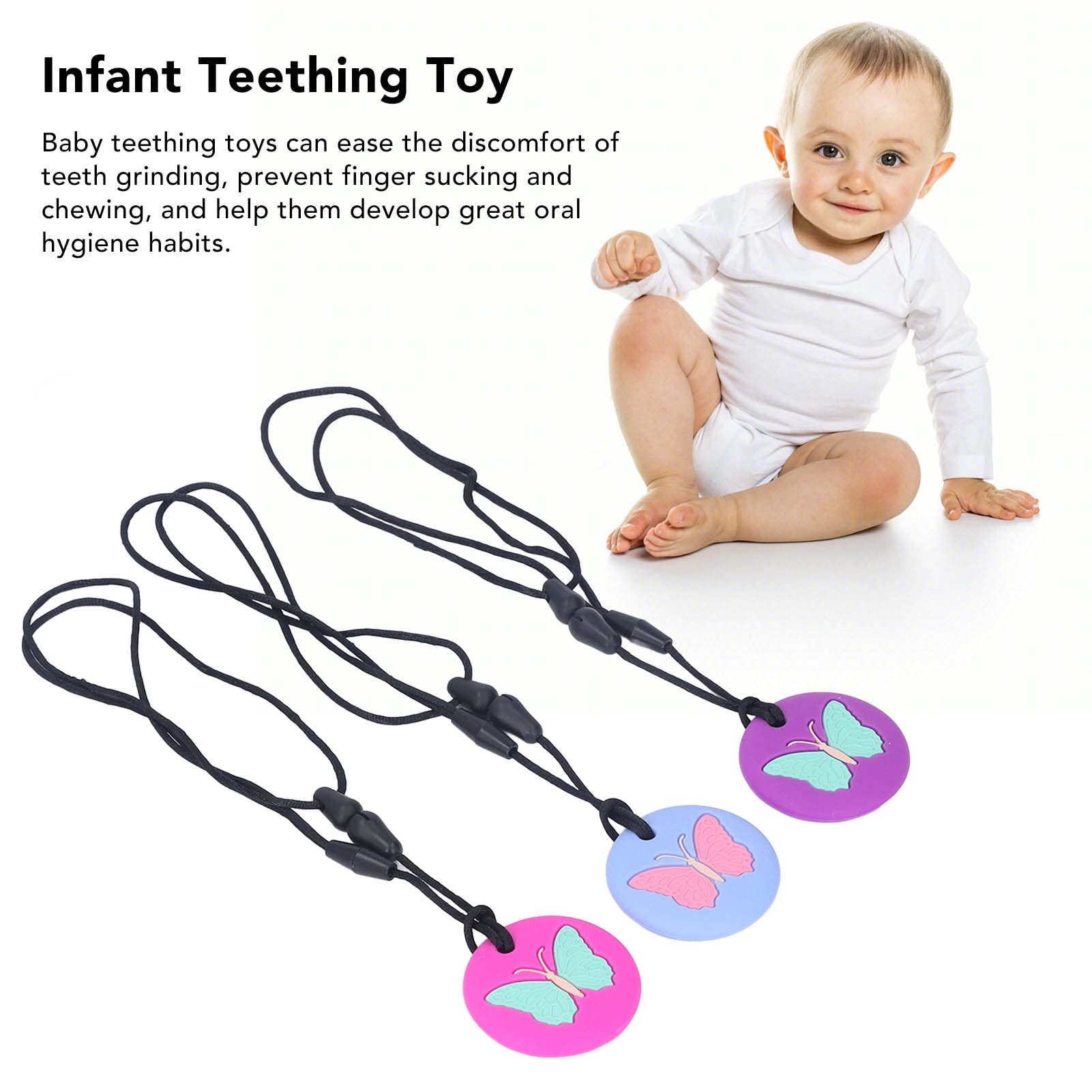 3Pcs Sensory Chew Necklace Chewing Teething Teether Chew Toys for Kids Teething Toys Designed for ADHD, Autism, Biting, Needs, Oral Motor, BPA silicone teething necklace kids sucking sensory