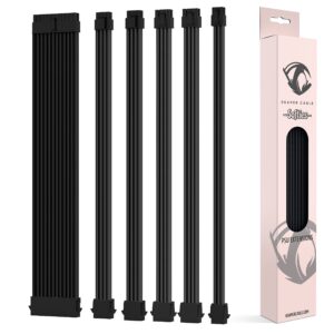 reaper cable softies - soft & supple sleeved psu extension set - power supply extensions - 1x 24 pin / 2x 4+4 pin / 2x 6+2 pin / 1x 6-pin - 30cm (black)