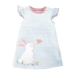 mud pie baby girl bunny t-shirt dress, blue, small