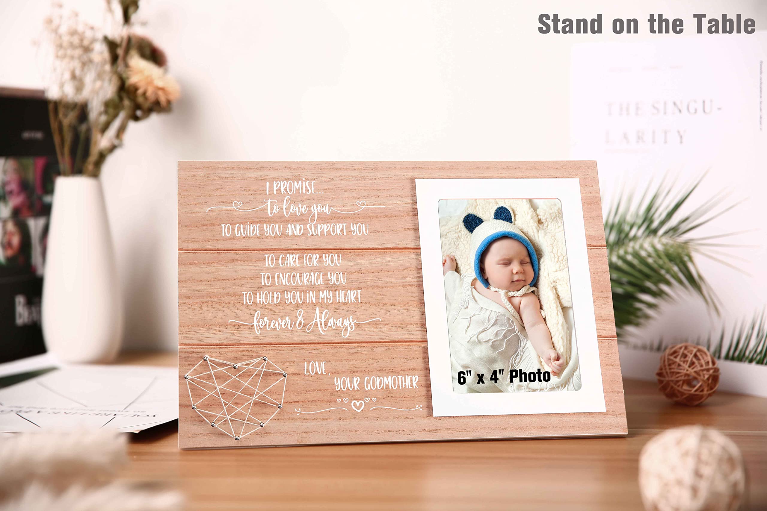 Sioial Godchild Godson Goddaughter Frame Gift from Godmother-Baptism Picture Frame Gift for Godchild- Christening Keepsake Photo Frame Gift - Unique Milestones Dedication Gift for Godchild