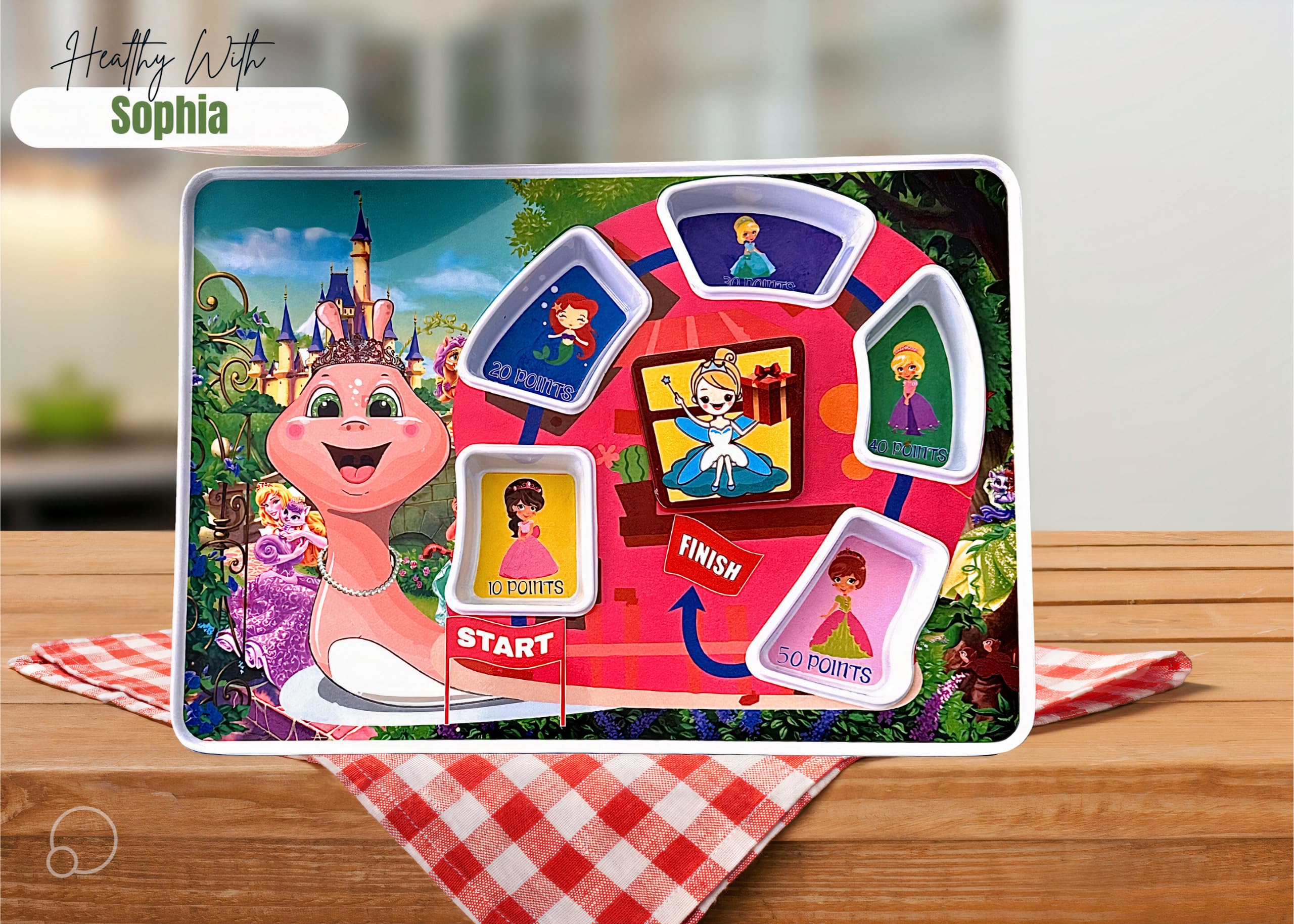 K'ONIJO Fun Picky Eaters Maze Plate Adventure: Unlock New Tastes, Follow the Path to the Hidden Treat! Fairy Princess Themed