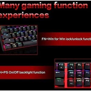 Feiyx Second Hand Wired Mechanical Keyboard 104 Keys RGB Blue Switch LED Backlit Anti-Ghosting Gaming Keyboard Premium,for Windows PC/MAC Games