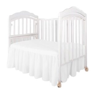 Thread Bond Crib Skirt 100% Microfiber-Durable Elegance for Baby Boys & Girls -Beautiful Ruffles for a Charming Finish -Soft Breathable-Easy On & Off Pleated with a 14” Drop (White Solid)