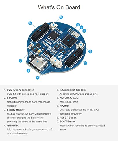 Waveshare RP2040 MCU Board with 1.28inch Round LCD Accelerometer and Gyroscope Sensor