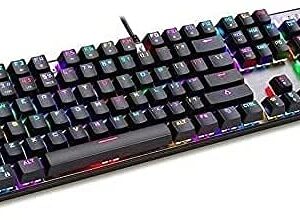 Feiyx Second Hand Wired Mechanical Keyboard 104 Keys RGB Blue Switch LED Backlit Anti-Ghosting Gaming Keyboard Premium,for Windows PC/MAC Games