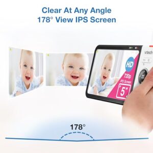 VTech VM928HD 5” 720p HD Display, Super 110 Wide Angle View Baby Monitor, Remote Pan-Tilt-Zoom,Night Vision, Up to 1000ft Range, Temperature Sensor, 9 Soothing Sounds & Lullabies,2-way Talk, No WiFi