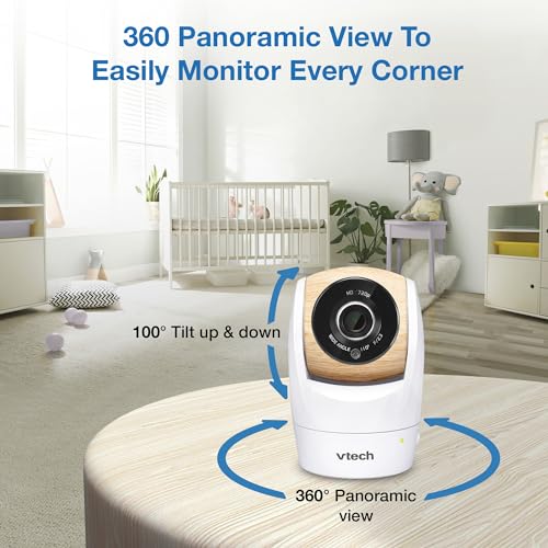 VTech VM928HD 5” 720p HD Display, Super 110 Wide Angle View Baby Monitor, Remote Pan-Tilt-Zoom,Night Vision, Up to 1000ft Range, Temperature Sensor, 9 Soothing Sounds & Lullabies,2-way Talk, No WiFi