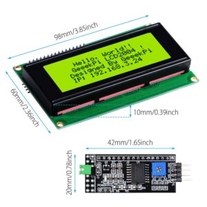 GeeekPi IIC I2C TWI Serial LCD 2004 20x4 Display Module with I2C Interface Adapter Yellow Backlight for Raspberry Pi Arduino STM32 DIY Maker Project BPI Tinker Board Electrical IoT Internet of Things