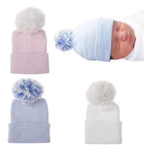 upeilxd newborn baby hat infant caps baby boy girl toddler hospital hats bow double layer knit beanie cap for 0-3 months (3 pcs hairball hat -c)