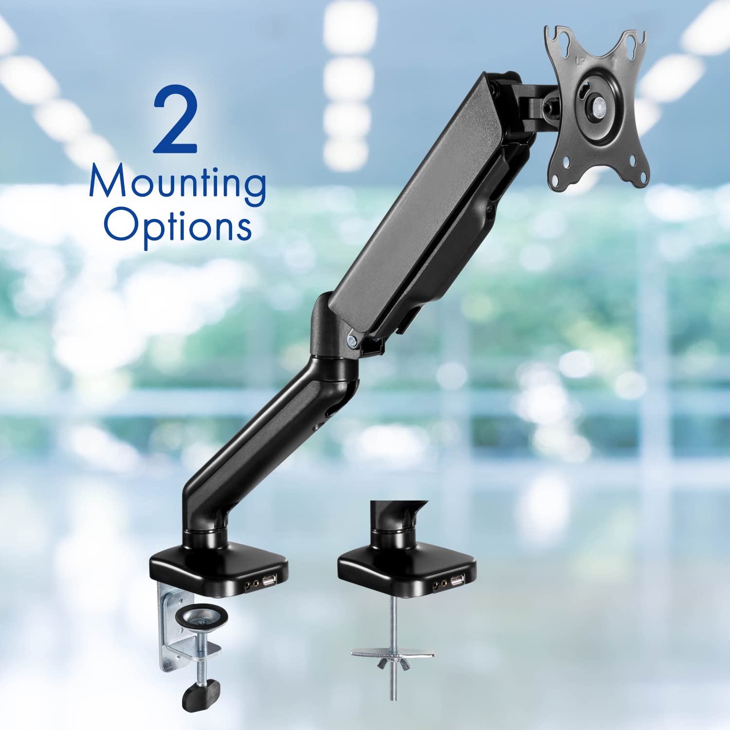 Stellar Mounts Spring LCD Monitor Arm with USB and Multimedia Ports for: Dell S2421HS Full HD 1920 x 1080, 24-Inch 1080p LED, 75Hz, Desktop Monitor 4ms AMD FreeSync, IPS Technology