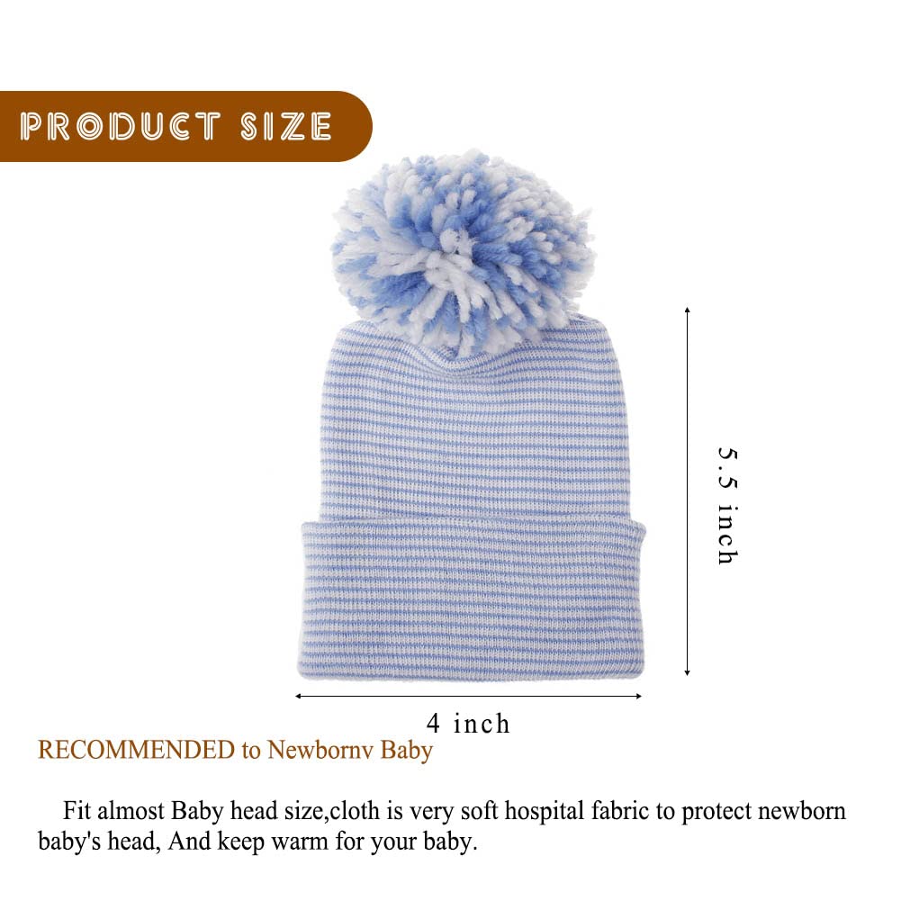 upeilxd Newborn Baby Hat Infant Caps Baby Boy Girl Toddler Hospital Hats Bow Double Layer Knit Beanie Cap for 0-3 Months (3 Pcs Hairball Hat -C)