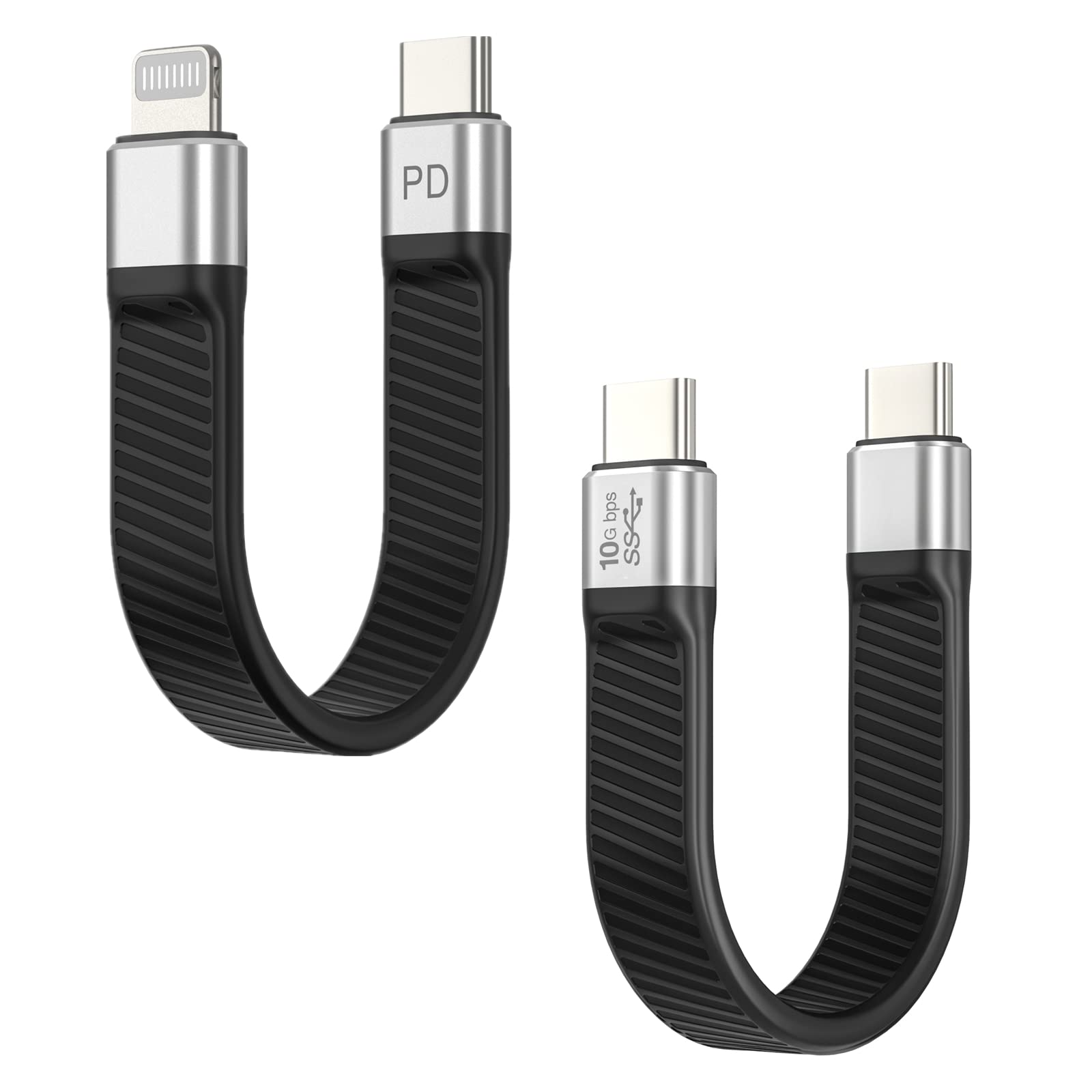 LamToon Short USB C to Lightning Cable, MFi Certified, 30W PD Fast Charge and Short USB C to USB C Cable, 10Gbps USB 3.2 Gen 2 Data Transfer, 100W Power Delivery