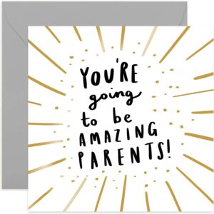 old english co. going to be amazing parents card - gold foil pregnancy announcement | parents to be welcome little one | blank inside & envelope included