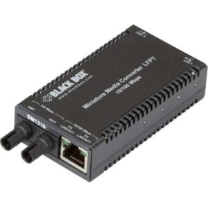 black box network - lhc036a-r4 - black box multipower miniature transceiver/media converter - 1 x network (rj-45) - 2 x st ports - duplexst port - single-mode - fast ethernet - 100base-t, 100base-fx -