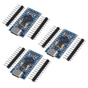 3pcs type-c usb pro micro atmega32u4 5v 16mhz module board atmega32u4 development module board microcontroller with 2 row pin header for leonardo replace pro mini