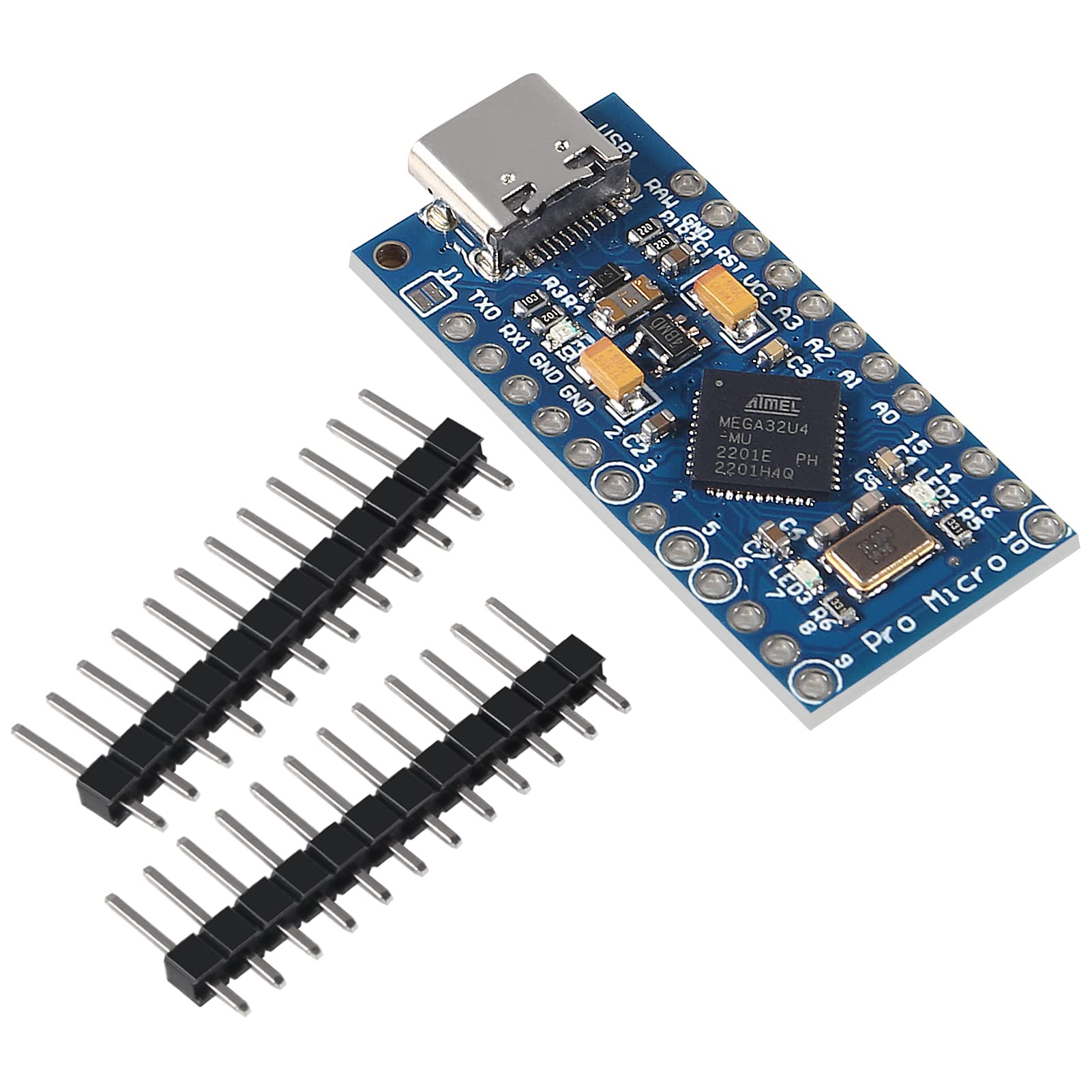 3pcs Type-C USB Pro Micro ATmega32U4 5V 16MHz Module Board ATmega32U4 Development Module Board Microcontroller with 2 Row Pin Header for Leonardo Replace Pro Mini