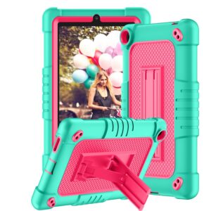 mignova for walmart onn 7 2022 model gen 3 7 inch/for new walmart onn 7 3rd gen 100071481 tablet case shockproof kids friendly armor case kickstand shoulder hand strap protective shell (green+pink)