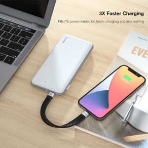 LamToon Short USB C to Lightning Cable, MFi Certified, 30W PD Fast Charge and Short USB C to USB C Cable, 10Gbps USB 3.2 Gen 2 Data Transfer, 100W Power Delivery