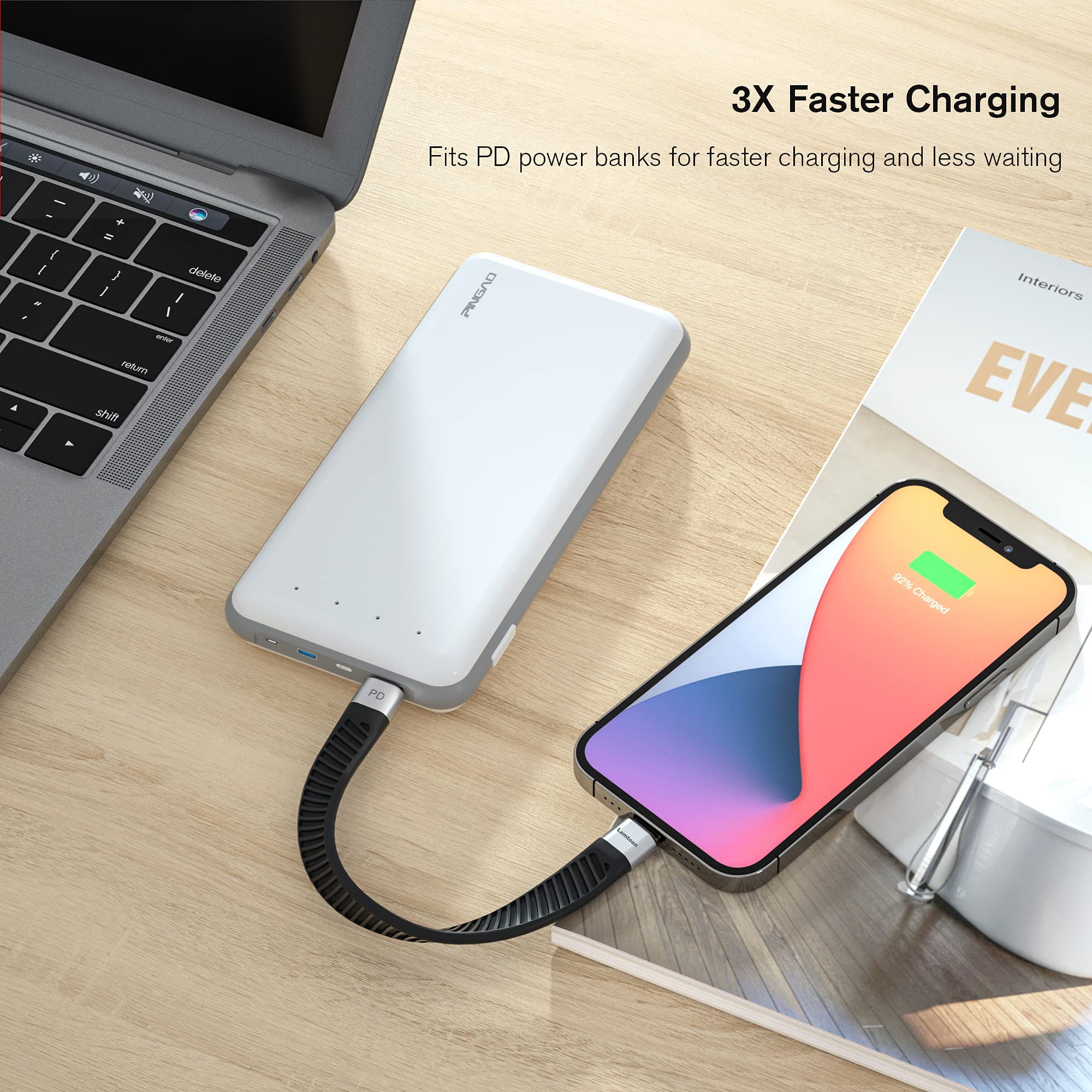 LamToon Short USB C to Lightning Cable, MFi Certified, 30W PD Fast Charge and Short USB C to USB C Cable, 10Gbps USB 3.2 Gen 2 Data Transfer, 100W Power Delivery