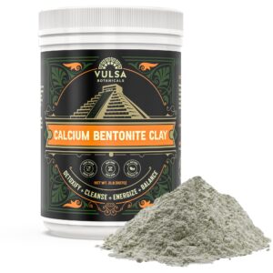 vulsa bentonite clay powder - calcium bentonite clay food grade organic for acne face mask, body detox, hair and mud bath - natural, healing & pure green clay - edible for internal or external use