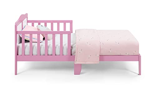 CITYLIGHT Toddler Bed Frame with Safety Guardrails, Solid Wood Toddler Bed for Kids, Boys & Girls, Easy to Assemble- Greenguard Gold Certified, Pink & White