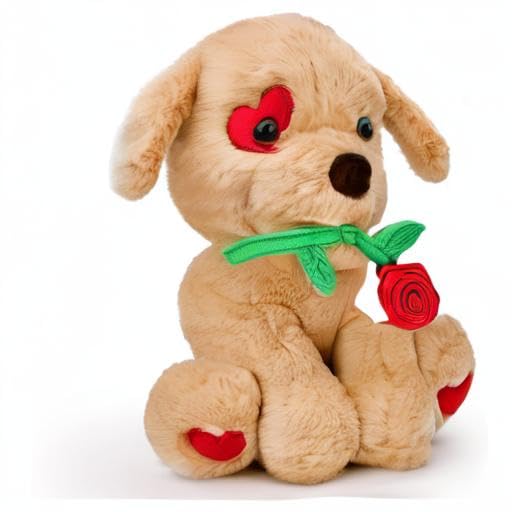 Valentines Day Gifts for Her Women Girlfriend Kids Funny Cute Plush Stuffed Animal Puppy Dog with Rose Gifts for Daughter Wife Mom Fiancée Birthday Wedding Graduation Present