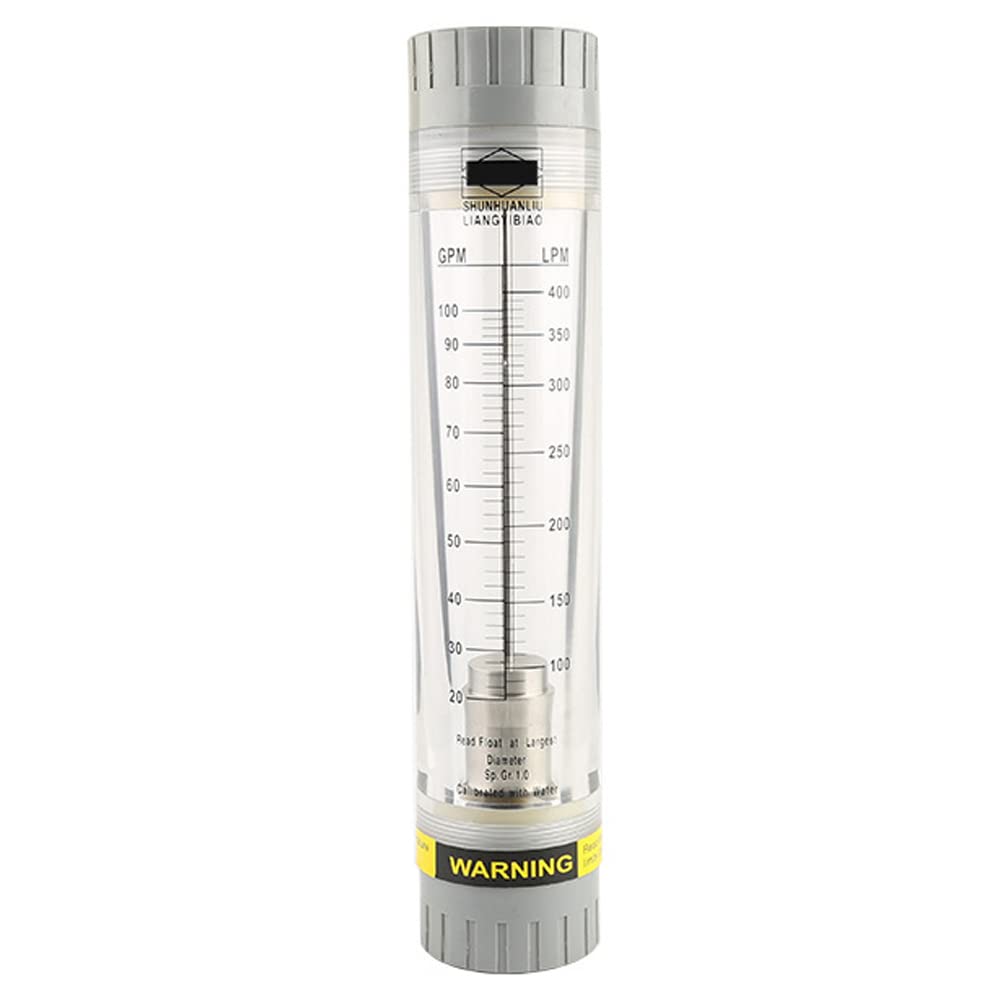 LZM 50G Liquid Flowmeter Piping Tube Type Transparent Acrylic Water Flow Meter with Clear Value Measuring Tools (60-200 GPM)