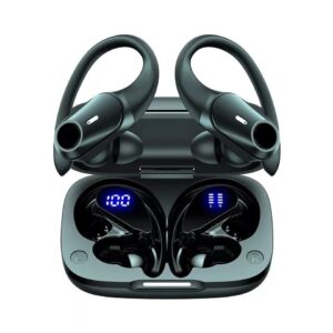 sgnics for samsung galaxy z flip 5g wireless earbuds headphones with charging case & dual power display over-ear waterproof earphones with earhook headset with mic for sport running workout black