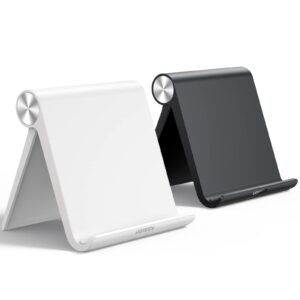 ugreen tablet stand holder for desk 2 pack stand compatible for ipad 10.2 ipad pro 11 inch ipad 9.7 ipad mini 6 5 4 3, desktop portable phone stand adjustable home office accessories, black and white