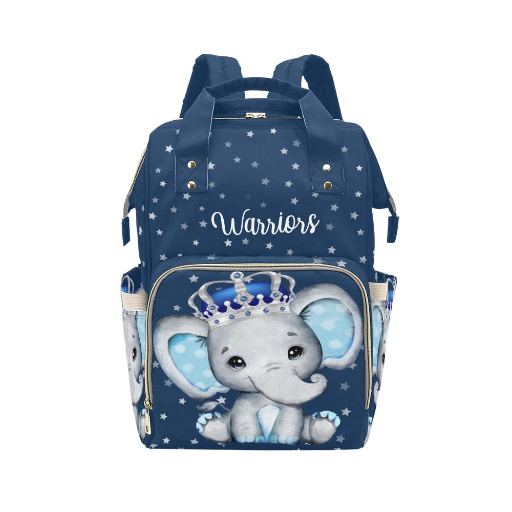 Eiis Unidesign Elephant Prince Night Star Personalized Diaper Bag Backpack with Name,Custom Tote Bag Travel DayPack for Nappy Mommy Baby Boy Girl