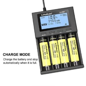 4-Bay 18650 Battery Charger, Test Battery Capacity, LCD Display, Fast Charging, Universal Battery Charger for 3.7V 26650 18650 18350 20650 14500 18500 1.2V AA AAA C SC Size Batteries