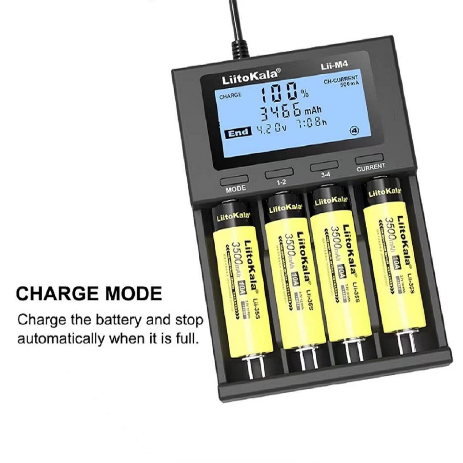 4-Bay 18650 Battery Charger, Test Battery Capacity, LCD Display, Fast Charging, Universal Battery Charger for 3.7V 26650 18650 18350 20650 14500 18500 1.2V AA AAA C SC Size Batteries