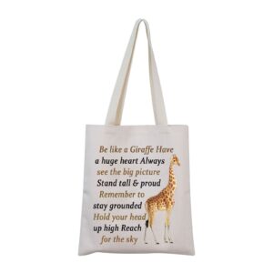 mnigiu giraffe canvas tote bag giraffe lover gift giraffe gift giraffe reusable bag giraffe themed gift animal lover gift (giraffe tote)