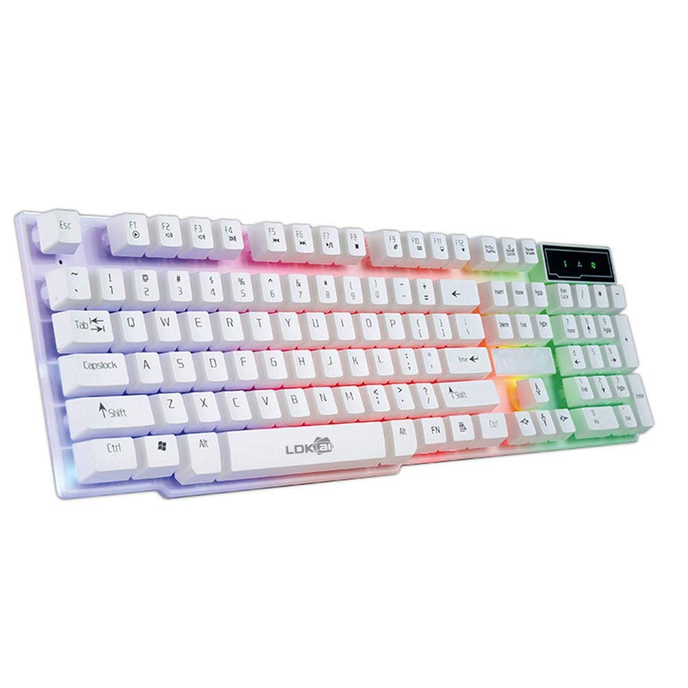 Cafuvv Colorful Crack Led Illuminated Backlit USB Wired Pc Rainbow Gaming Keyboard GL1