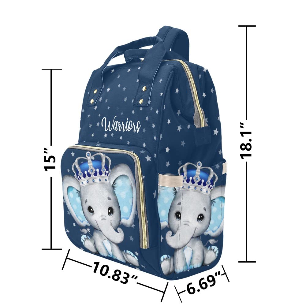 Eiis Unidesign Elephant Prince Night Star Personalized Diaper Bag Backpack with Name,Custom Tote Bag Travel DayPack for Nappy Mommy Baby Boy Girl