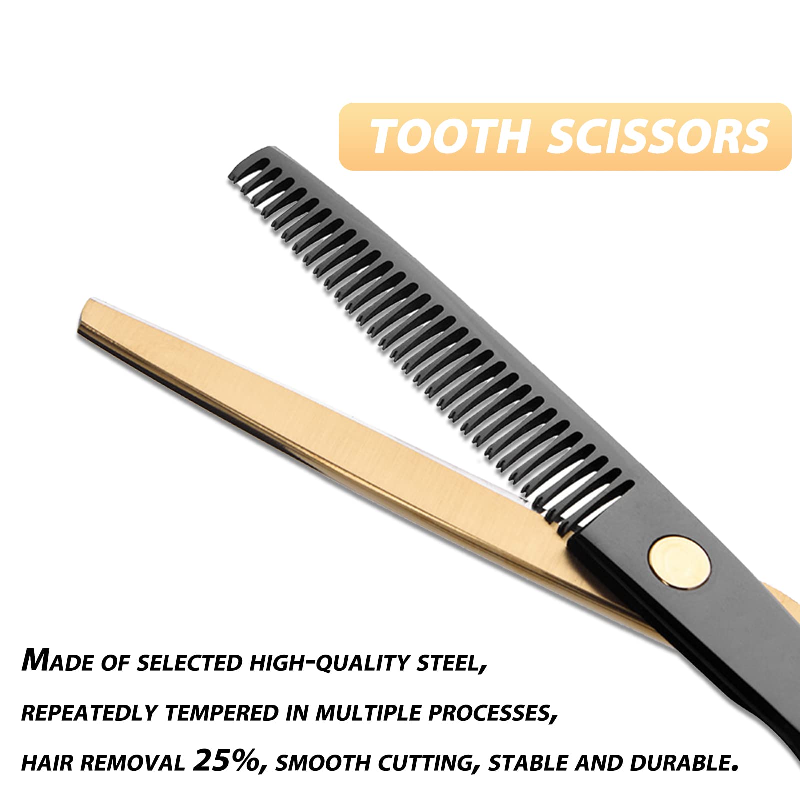 Black Gold Hair Cutting Scissors Professional Stainless Steel Barber Hair Thinning Shears Salon Multifunctional Straight Hair Cutting Shears Teeth Scissors Hair Cutting Scissors Kit for Home Use