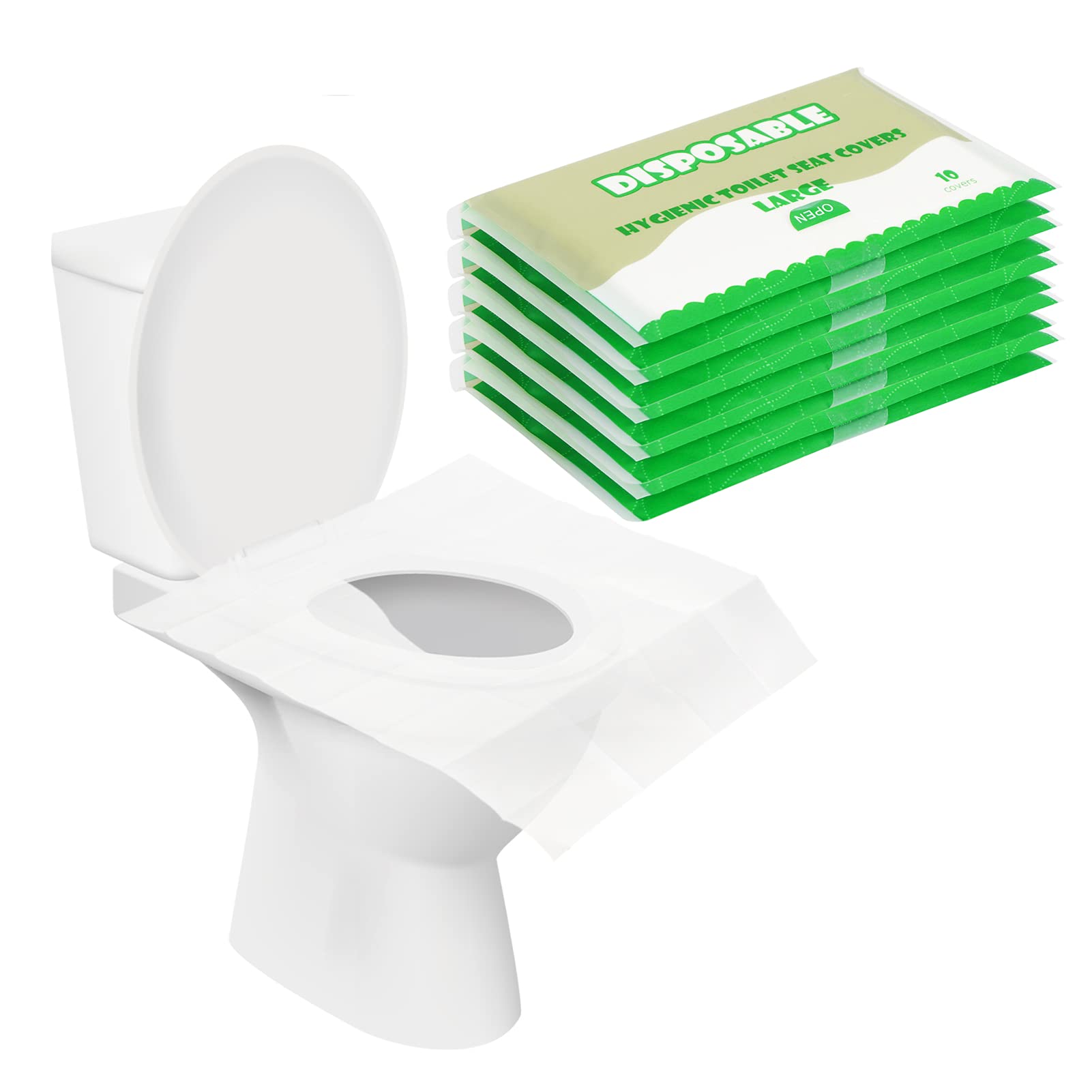 Muranana Disposable Toilet Seat Covers Paper, 50 Pcs Travel Flushable Paper Toilet Seat Covers, for Adults and Kids Potty Training Toilet Seat Paper in Public Restrooms,Airplane,Camping (22x16.5 inch)